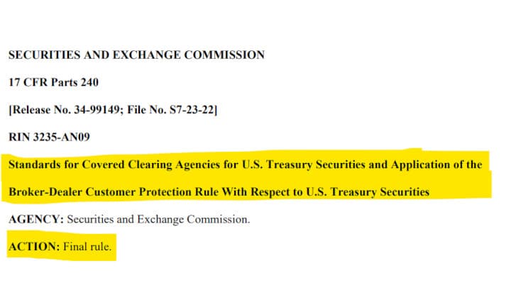 SEC Adopts New Clearing Rules for U.S. Treasury Securities